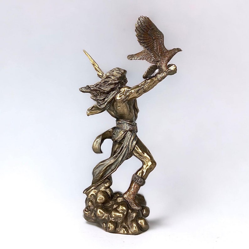 Greek Sculpture Greek God Zeus Thunderbolt Strike Statue Antique Bronze ...