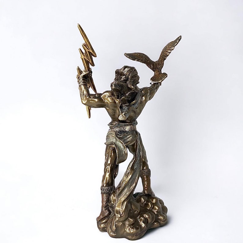 Greek Sculpture Greek God Zeus Thunderbolt Strike Statue Antique Bronze ...