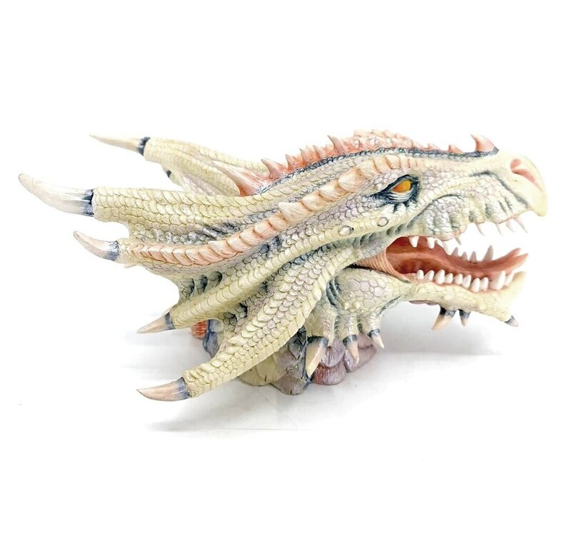 Ethereal Dragon Head Statue colored: A Mesmerizing Addition to Fantasy ...