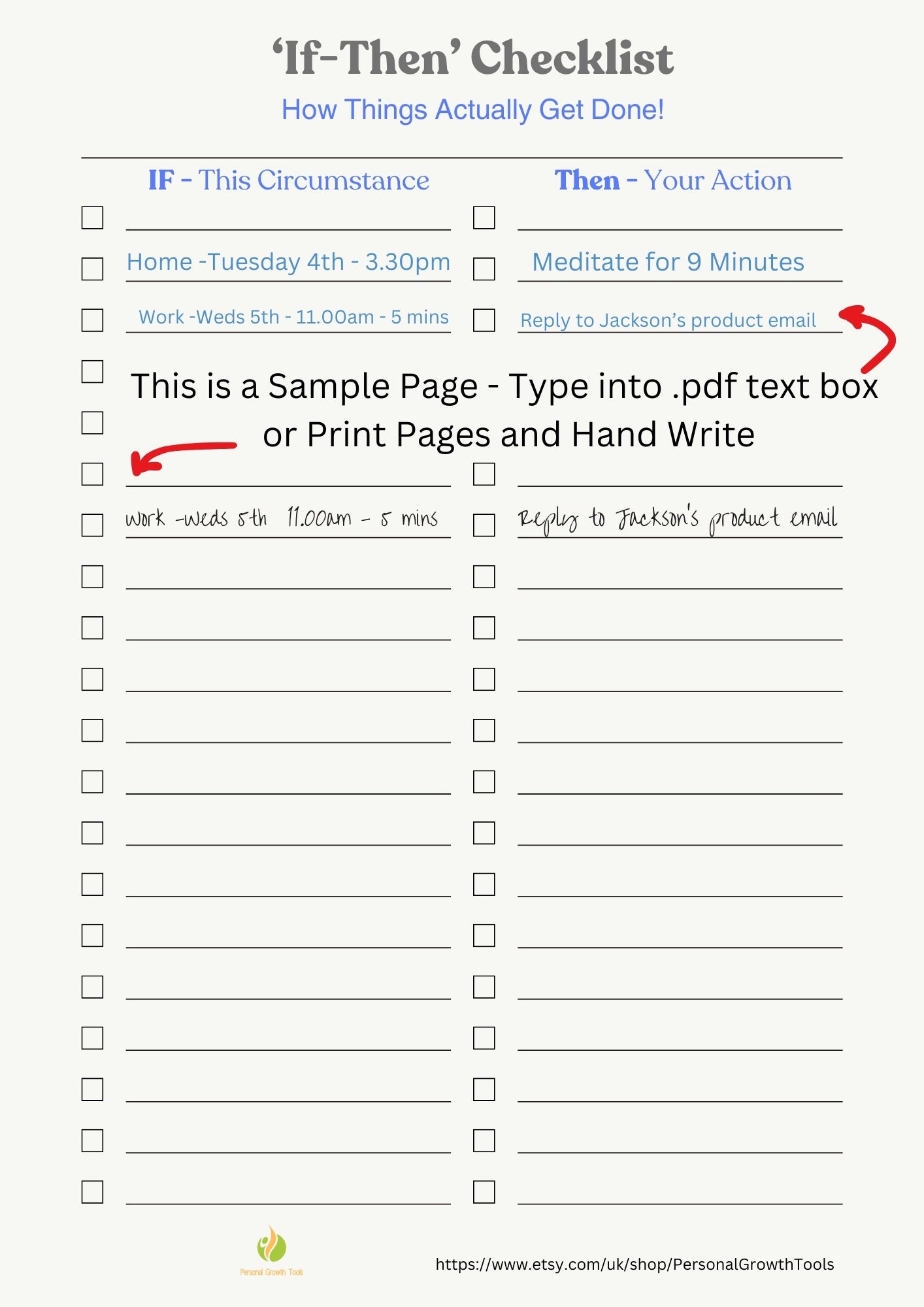 IF-THEN Checklists & Guide - Free Your Mind for More - Etsy