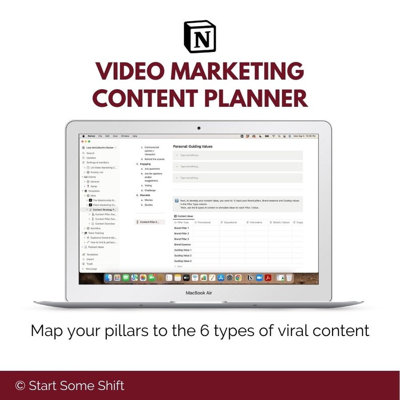 Social Media Content Idea Framework: Notion Template | Content Ideas ...
