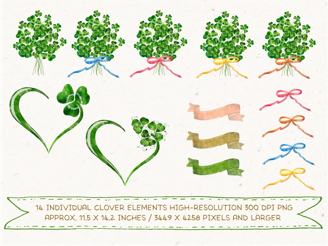 Lucky Clovers Watercolor Clip Art | St Patricks Day Clipart | Clover ...