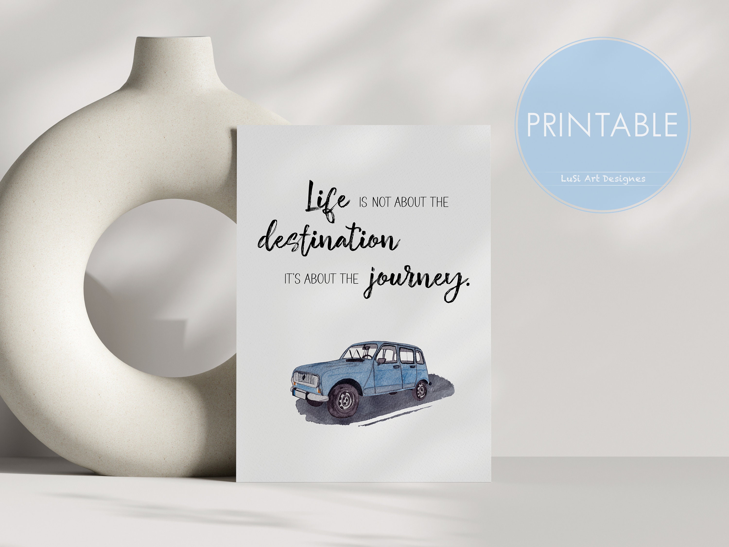 Blue Renault Classic Car Motivational Quote Watercolor - Etsy