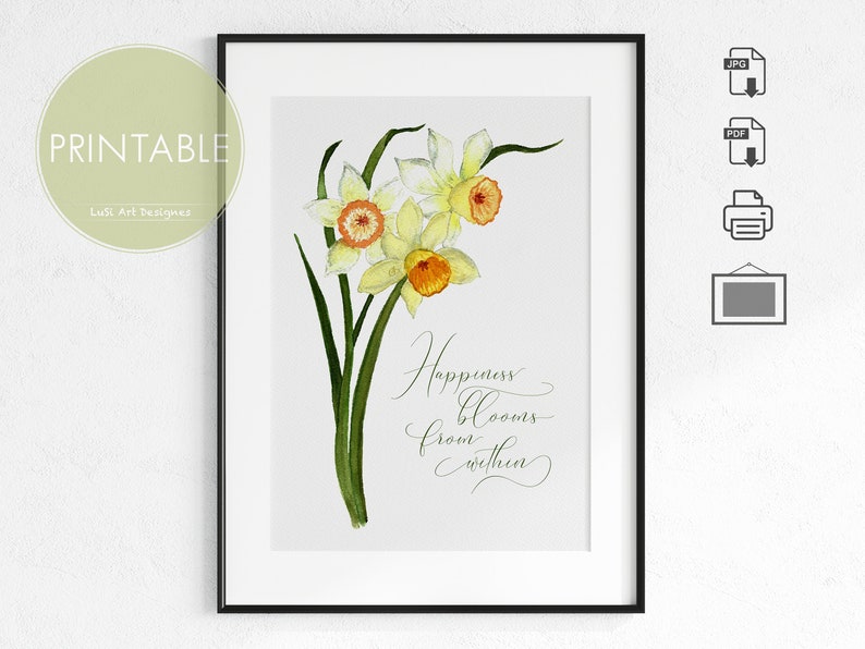 White and Yellow Daffodils | Printable Wall Art | Spring Flowers ...