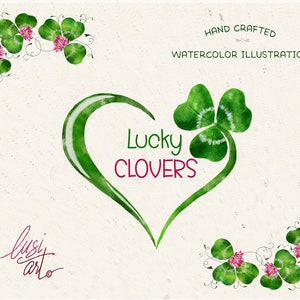 Lucky Clovers Watercolor Clip Art | St Patricks Day Clipart | Clover ...