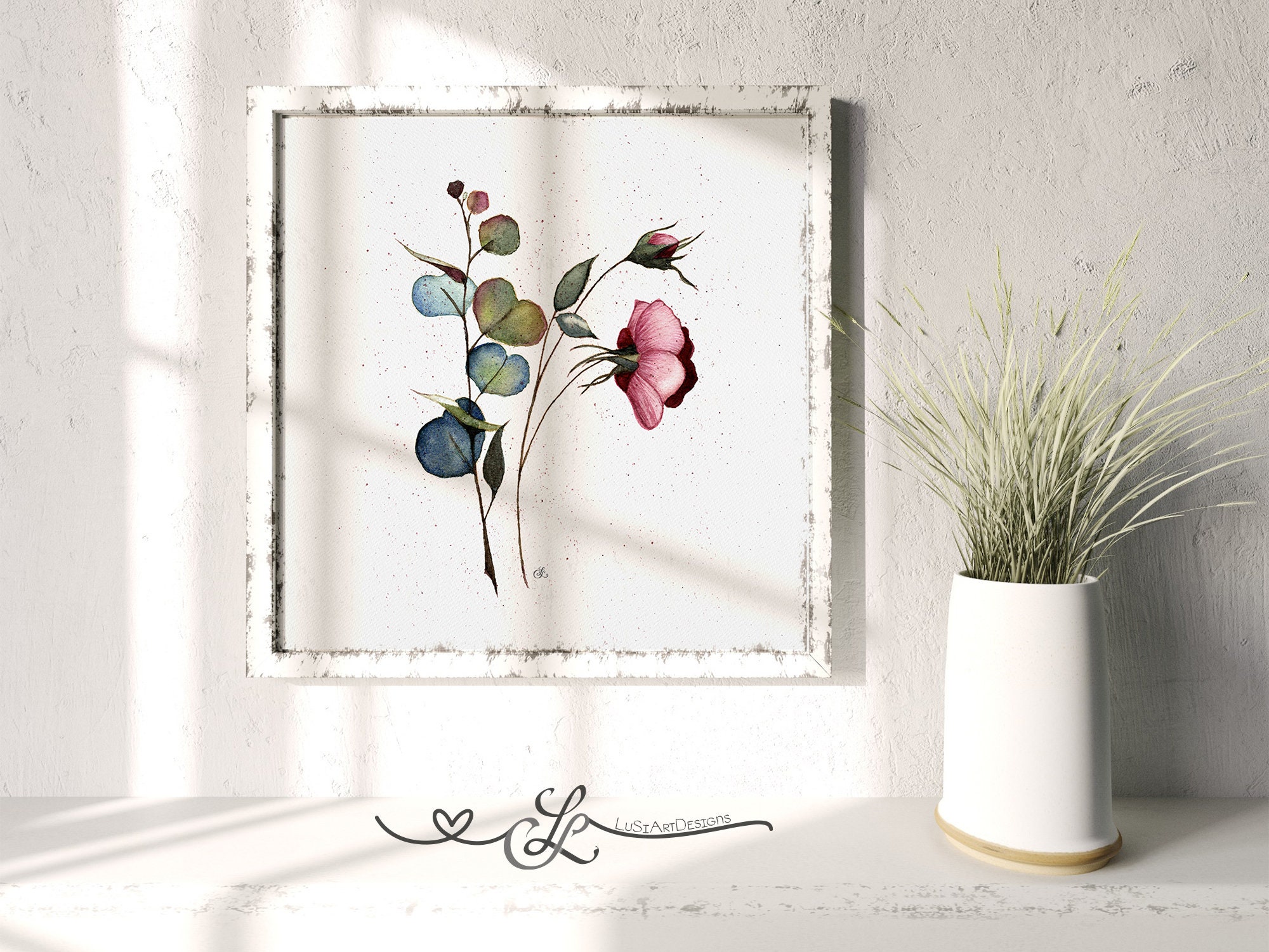 Red Flower Botanical | Printable Watercolor Art | Botanical Card Art ...