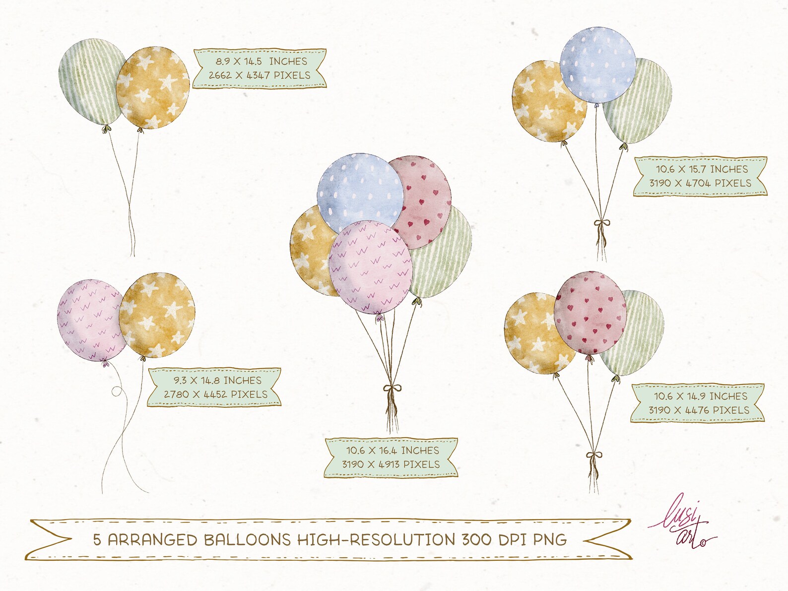 Party Balloons | Watercolor Clipart | Hand Painted | Balloon Clipart ...