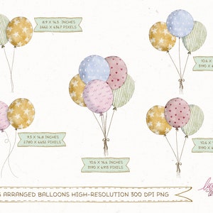 Party Balloons | Watercolor Clipart | Hand Painted | Balloon Clipart ...