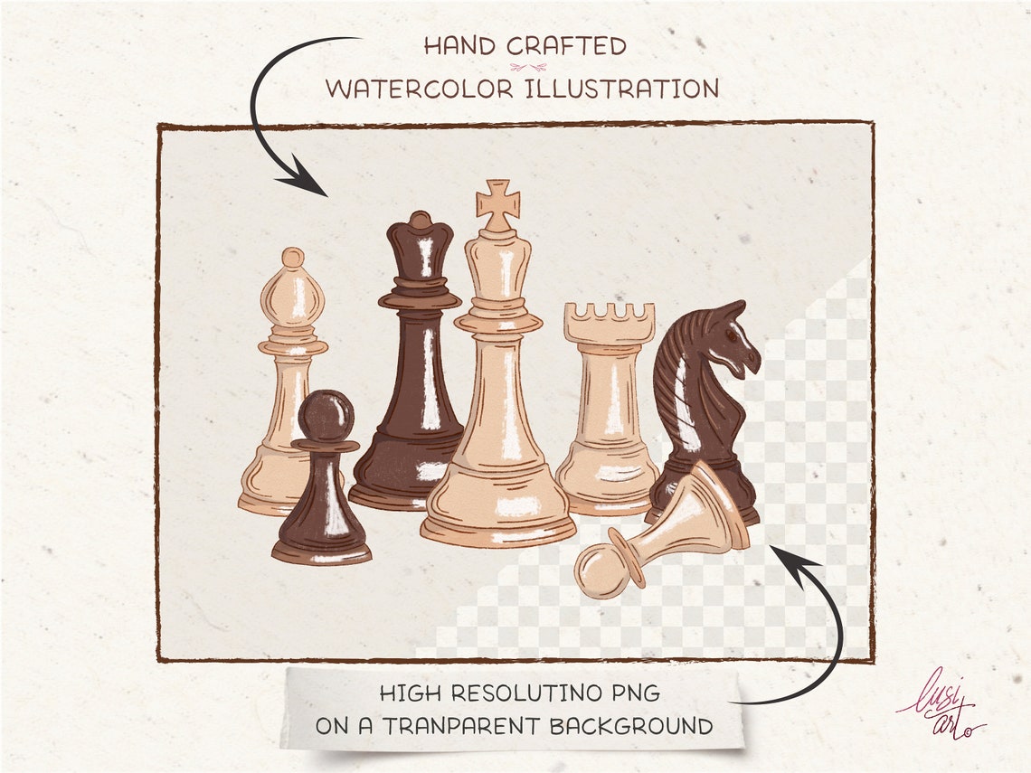 Watercolor Chess | Hand Painted | Chess Clipart | Watercolor Chess ...