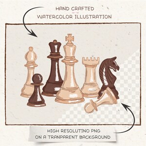 Watercolor Chess | Hand Painted | Chess Clipart | Watercolor Chess ...