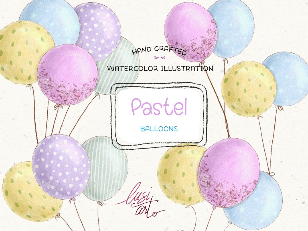 Pastel Balloons | Watercolor Clipart | Hand Painted | Balloon Clipart ...