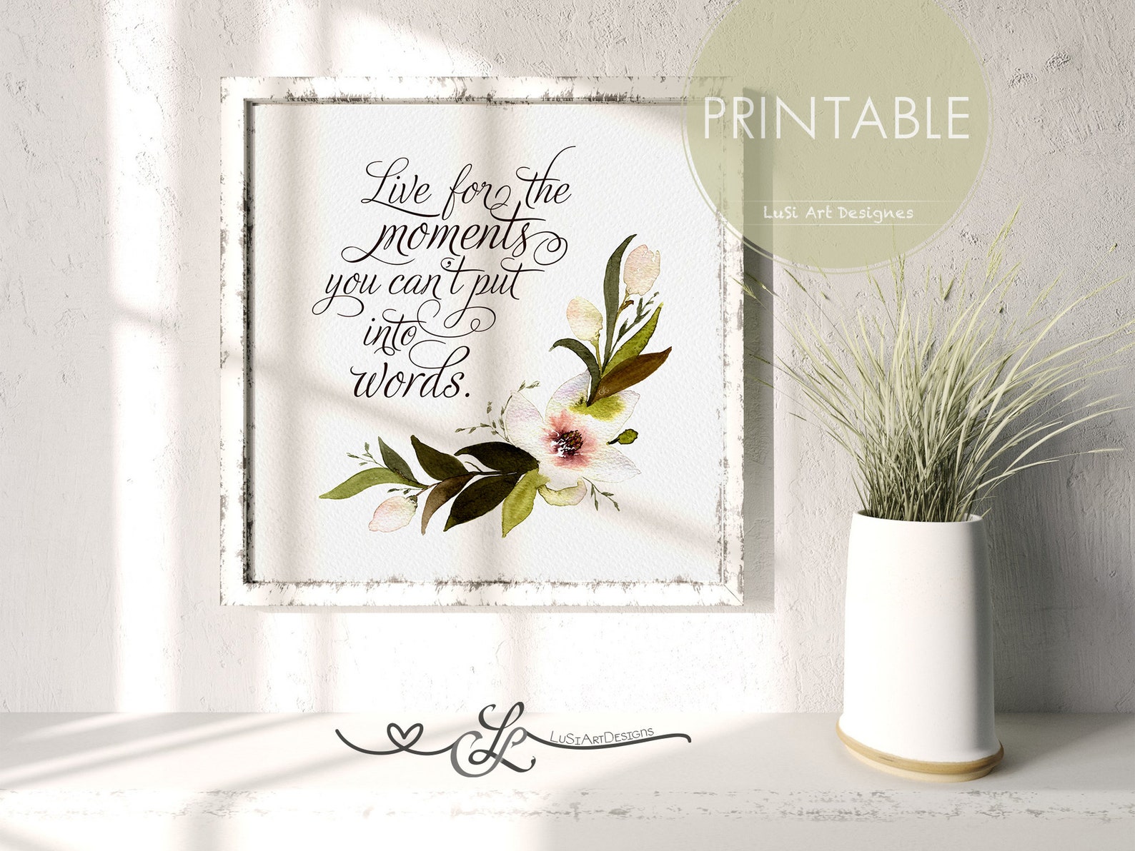 White Magnolia Wreath | Watercolor Painting | Motivational Quote | Home ...