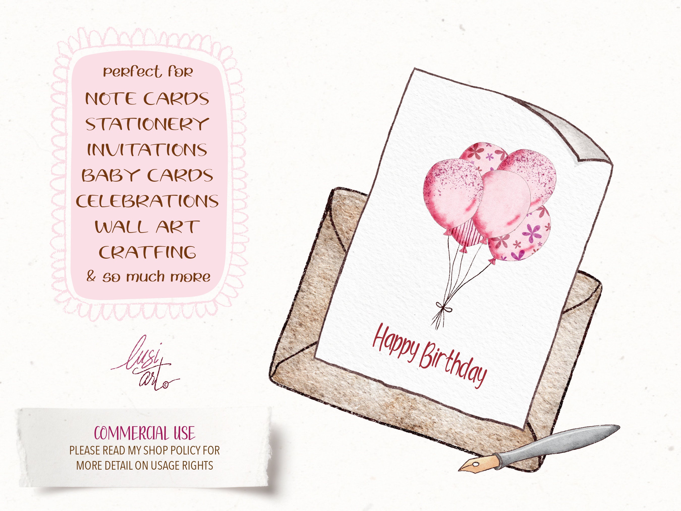 Celebration Balloons | Watercolor Clipart | Hand Painted | Nursery Art ...