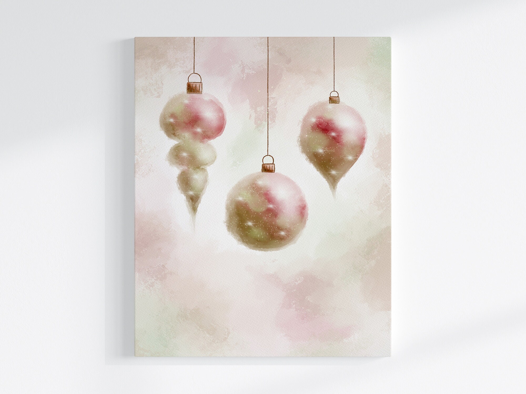 Red Magical Ornaments Printable Watercolor Art Christmas Art Print Home ...