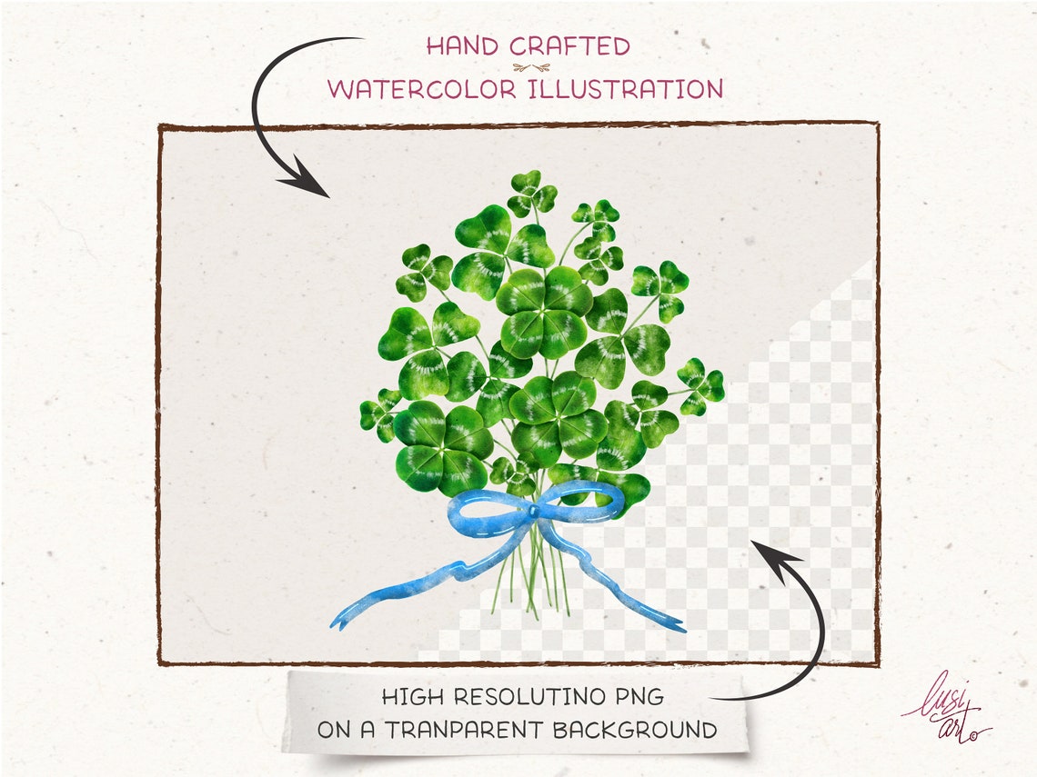 Lucky Clovers Watercolor Clip Art | St Patricks Day Clipart | Clover ...