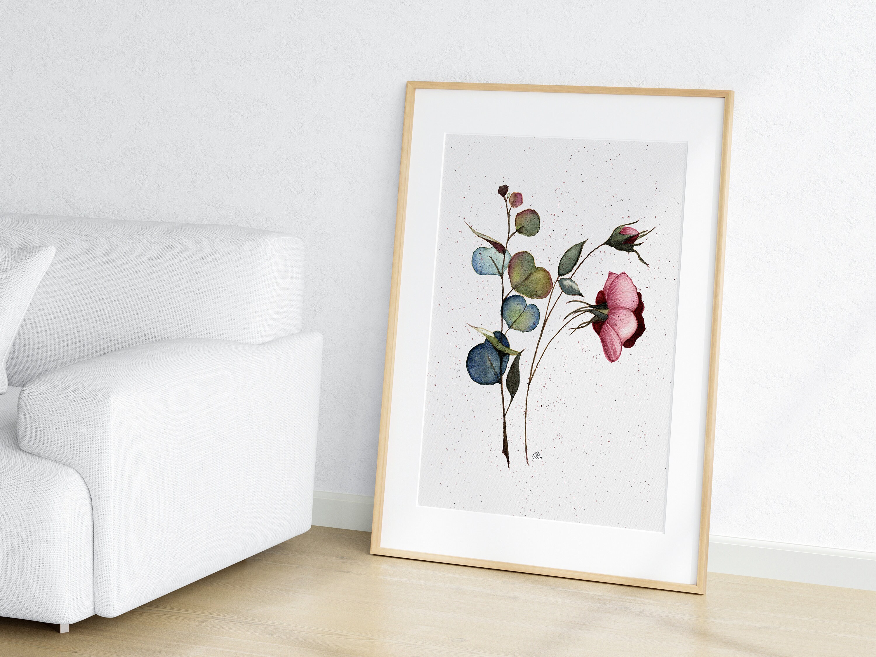 Red Flower Botanical Printable Watercolor Art Botanical Card Art Print ...