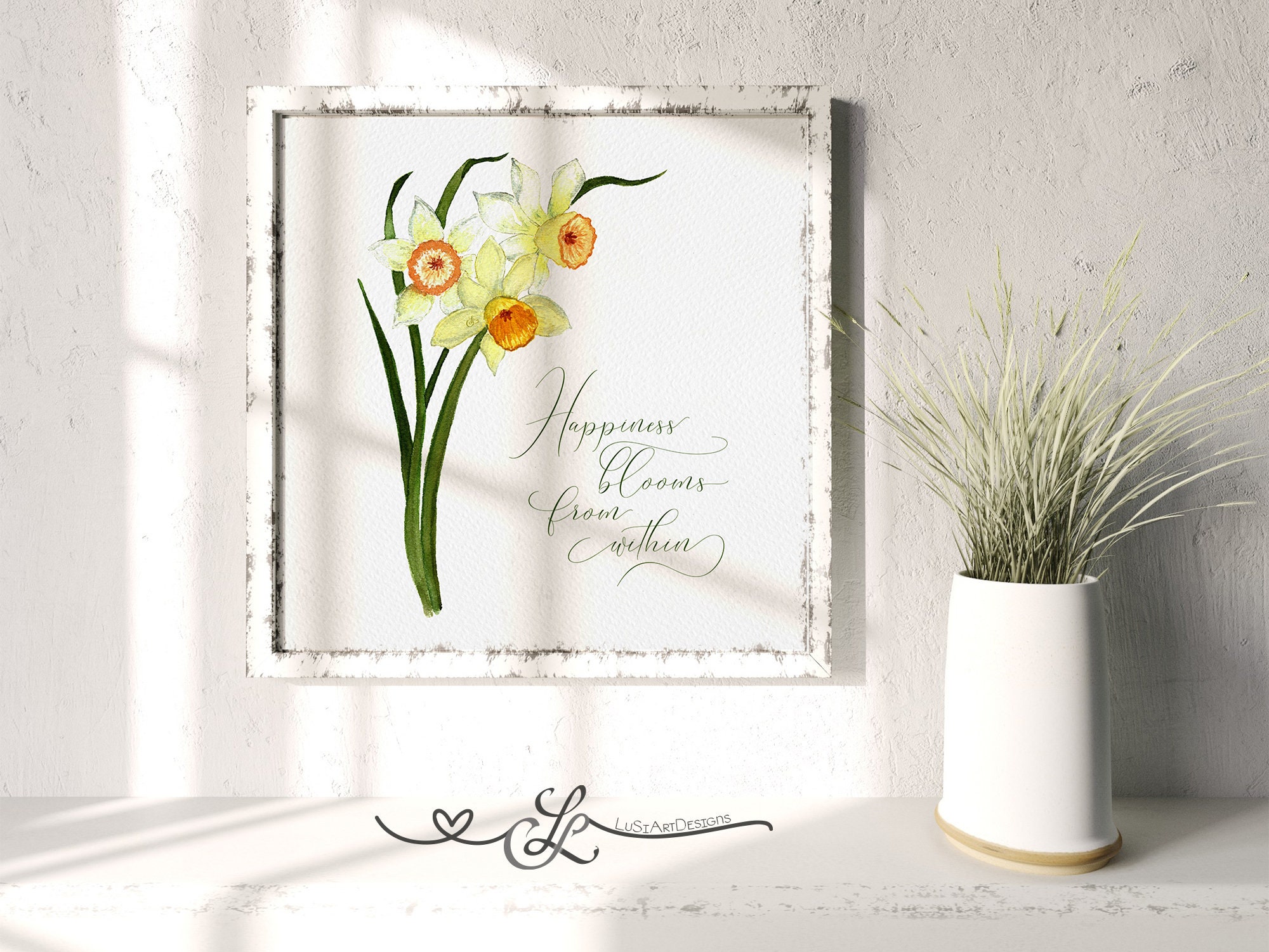 White and Yellow Daffodils | Printable Wall Art | Spring Flowers ...