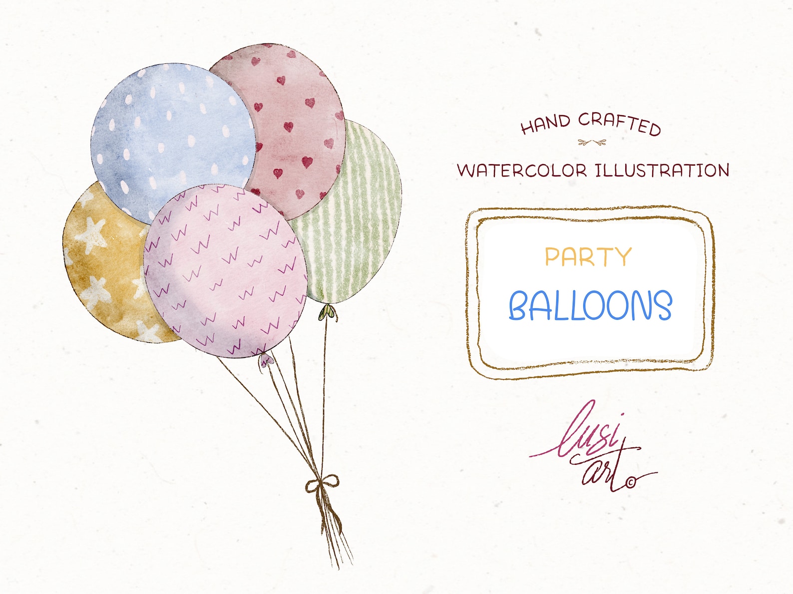 Party Balloons | Watercolor Clipart | Hand Painted | Balloon Clipart ...