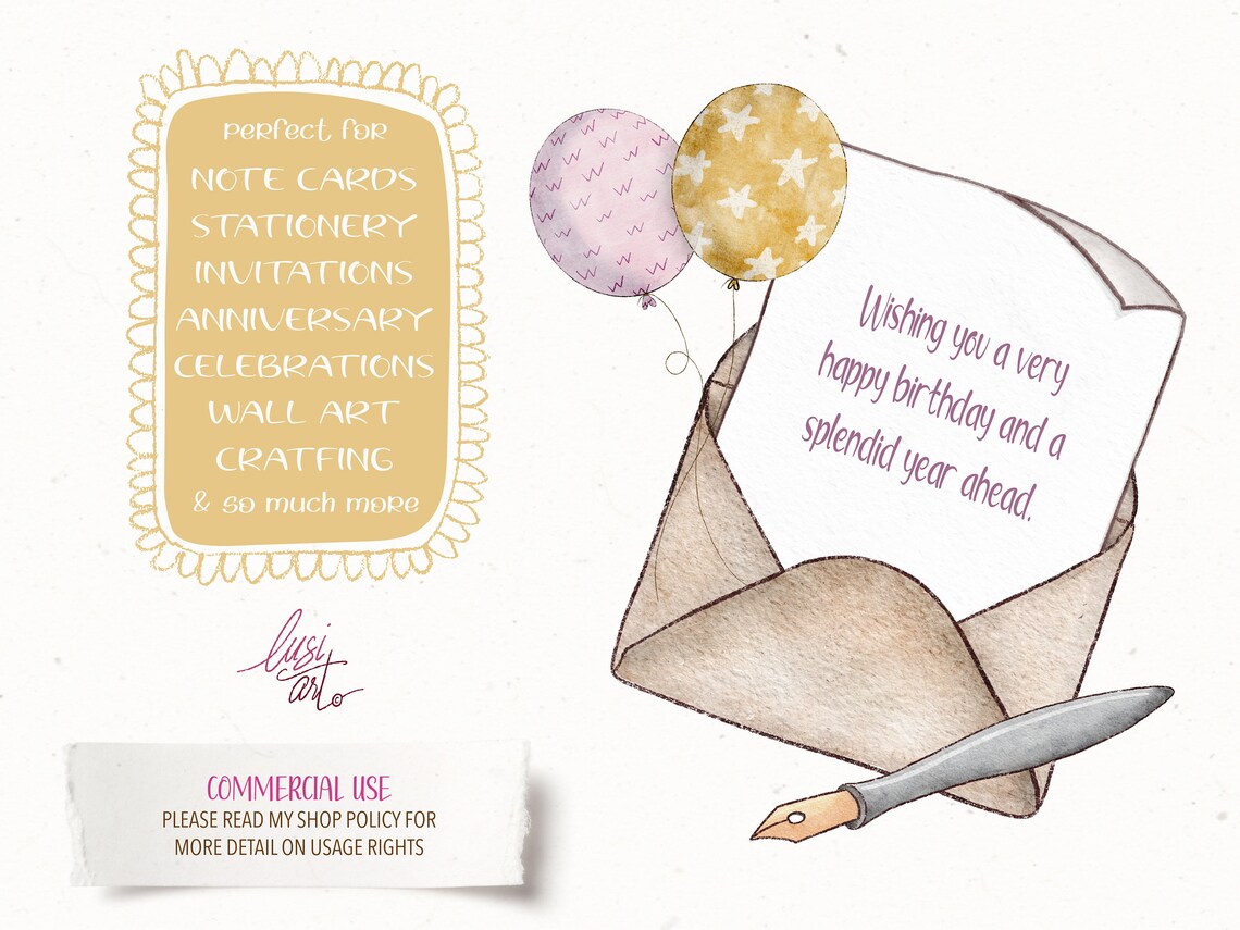 Party Balloons | Watercolor Clipart | Hand Painted | Balloon Clipart ...