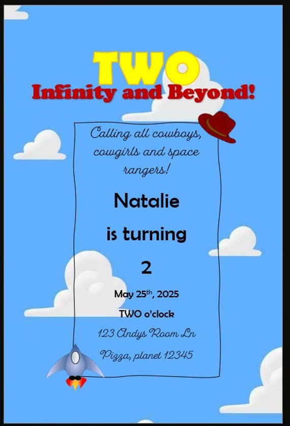 TWO Infinity and Beyond Invitation. Printable - Etsy