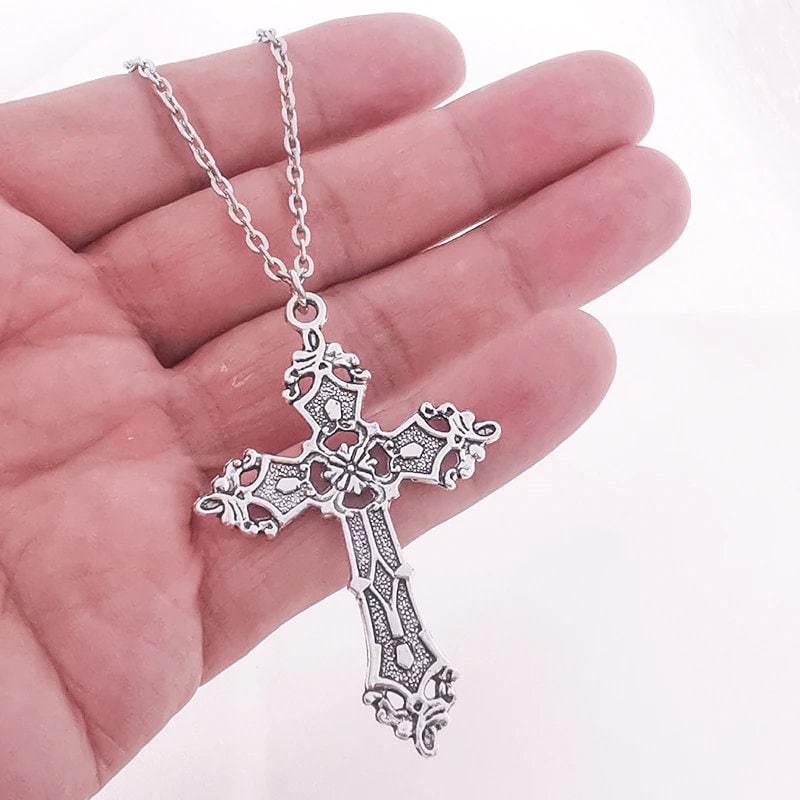 Gothic Cross Necklace, Gothic Jewelry, Silver Cross Necklace, Cross ...