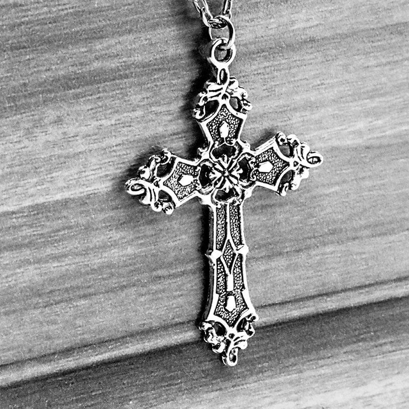 Gothic Cross Necklace Gothic Jewelry Silver Cross Necklace Cross
