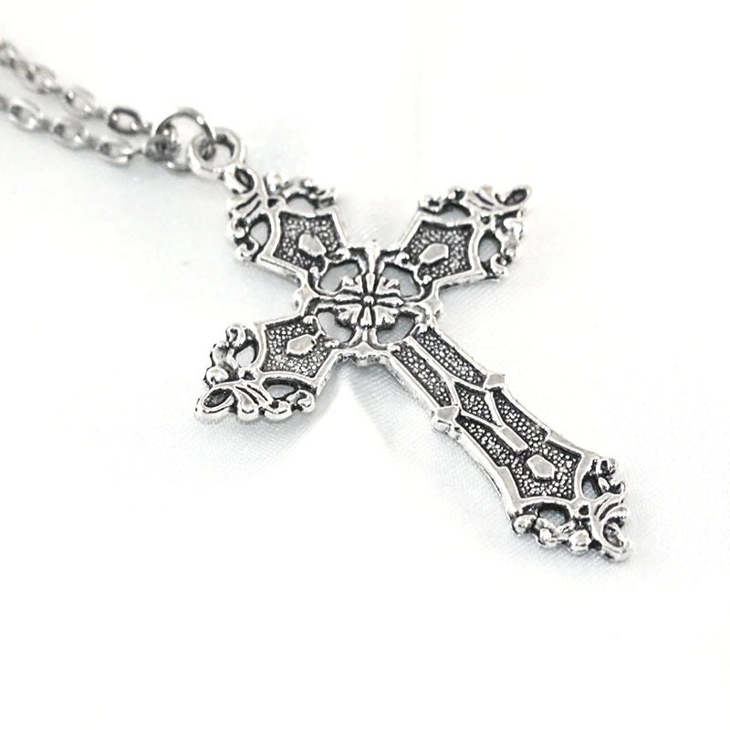 Gothic Cross Necklace, Gothic Jewelry, Silver Cross Necklace, Cross ...