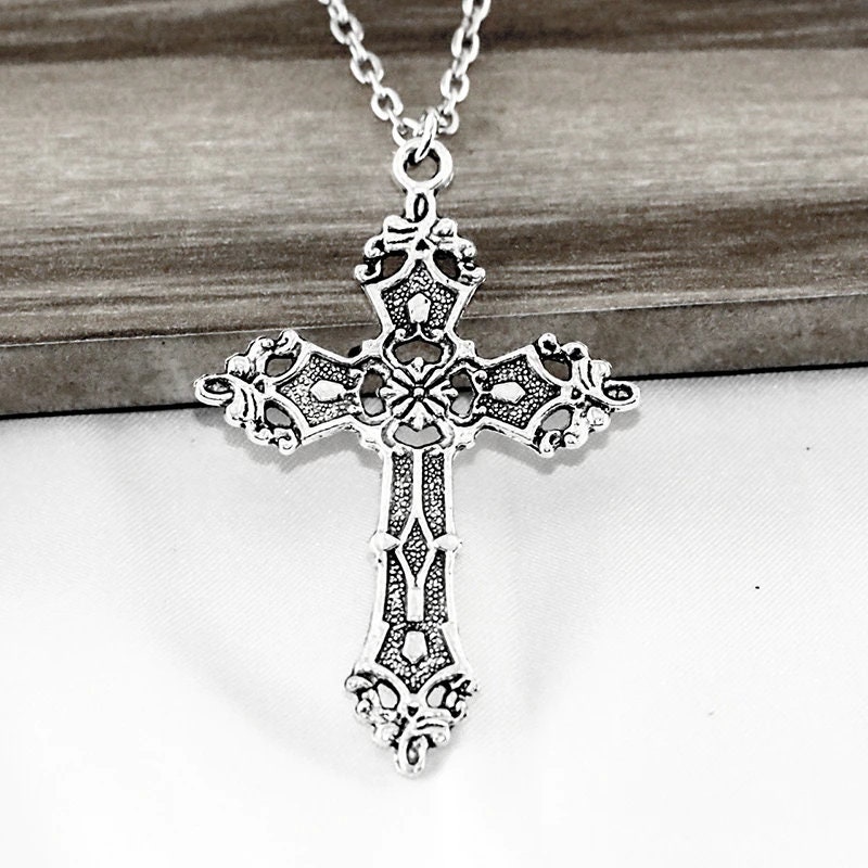Gothic Cross Necklace, Gothic Jewelry, Silver Cross Necklace, Cross ...