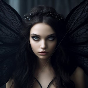 Dark Angel | Seductive Dark Fairy | Gothic Fantasy | Witch | Black Magic | AI Art Print ...