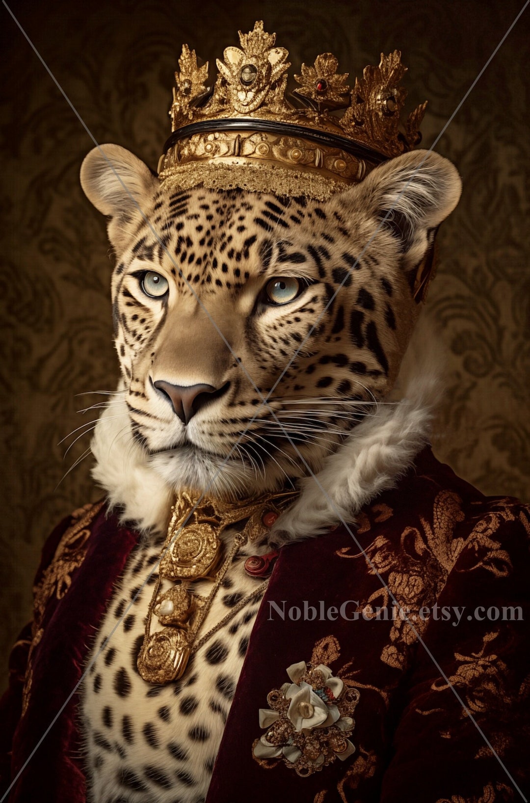 Leopard as a King | Anthropomorphic | Dressed Leopard | Animal Portrait ...