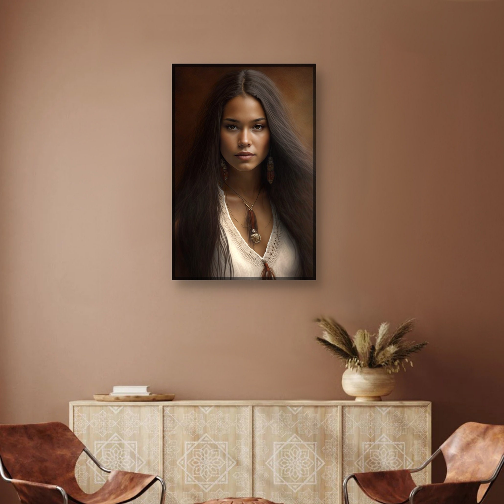 Muskogee Creek Native American Woman | Mixed Race Female | AI Art Print ...