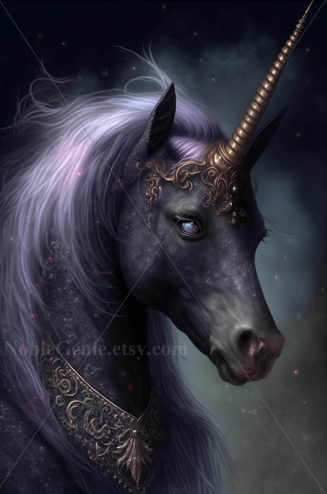 Gothic Unicorn | Fantasy Art | Black Horse | Magical Unicorn | Mythology | AI Art Print ...