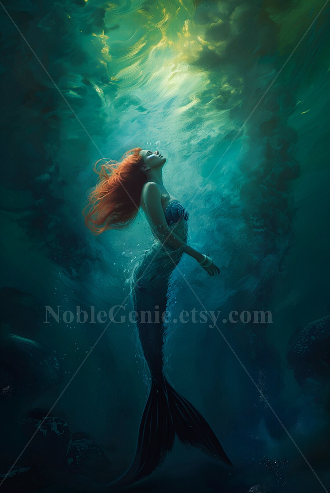 Beautiful Mermaid Submerged in to the Ocean | Fantasy | Ocean Life | AI ...