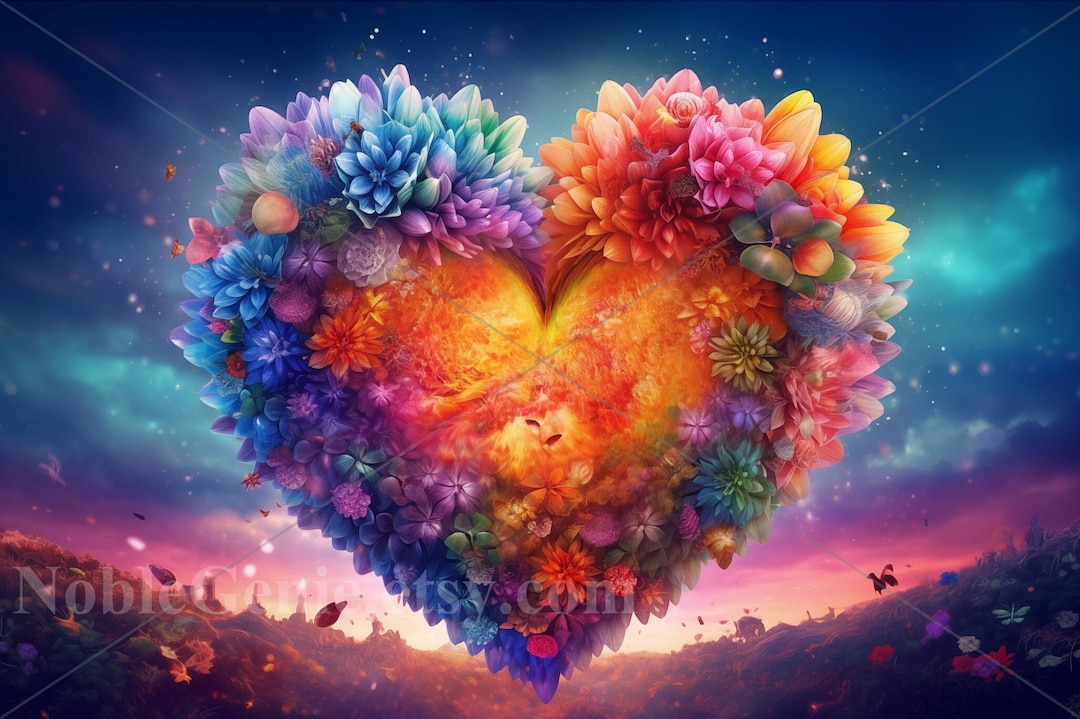 Birth of Love Planet | Love Planet | Celestial Floral Heart Ethereal ...