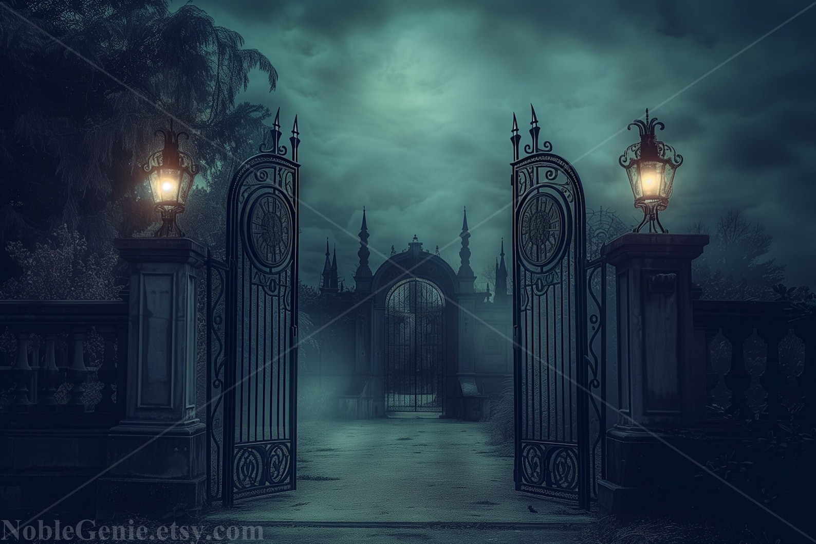 Gothic Gates | Iron Fence | Foggy Night | Dark Mansion | Mystery ...