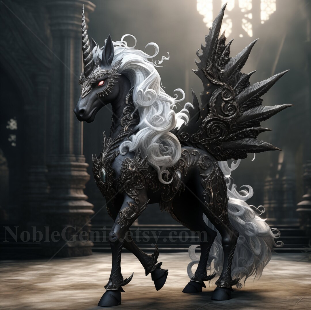 Gothic Unicorn | Warrior Horse | Fantasy Art | Black Horse | Steel ...