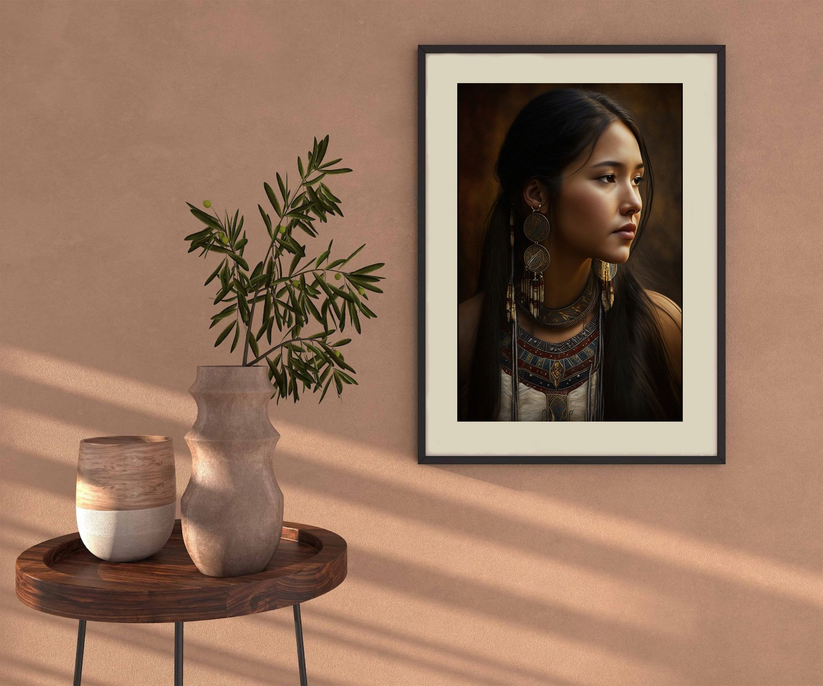 Muskogee Creek Native American Woman With Long Earrings | Profile of ...