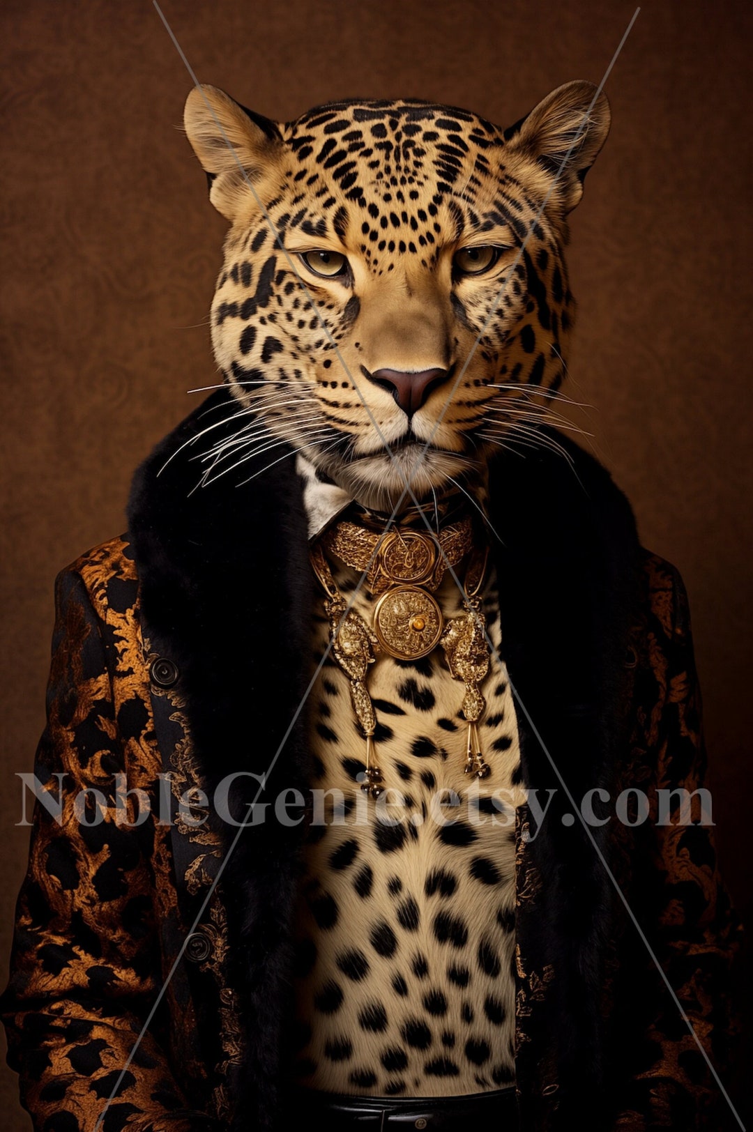Leopard as a Baroque Noble | Animal Portrait Wall Art | Anthropomorphic ...
