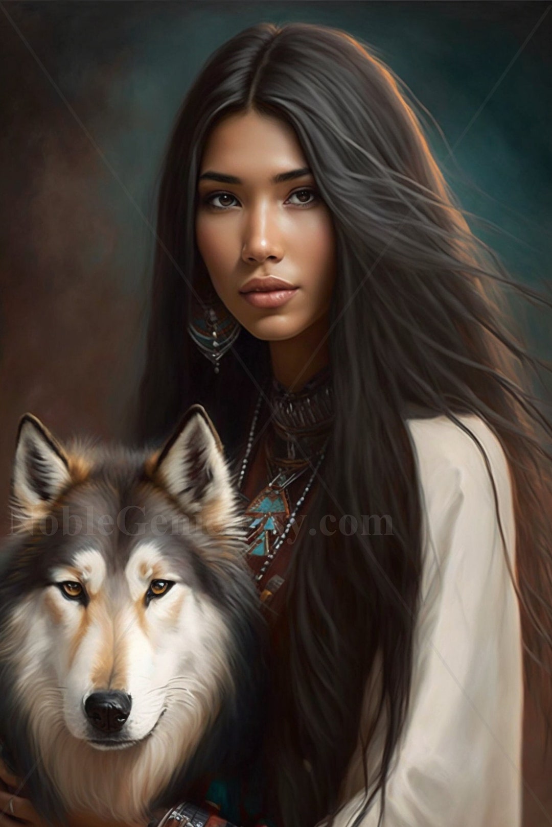 Muskogee Creek Native American Woman With a Dog | Mixed Race Female ...