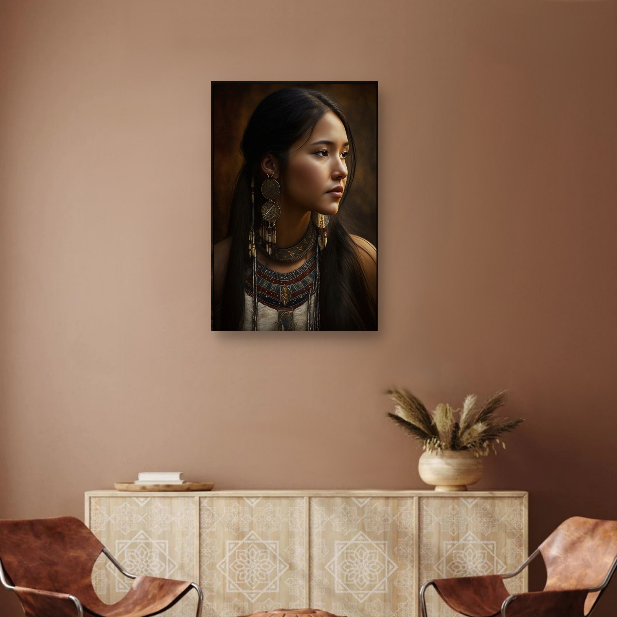 Muskogee Creek Native American Woman With Long Earrings | Profile of ...