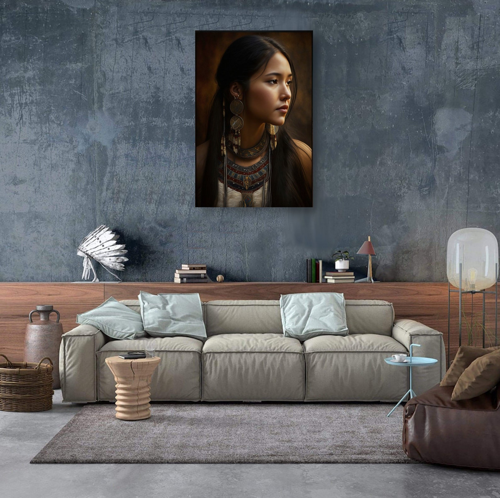 Muskogee Creek Native American Woman With Long Earrings | Profile of ...