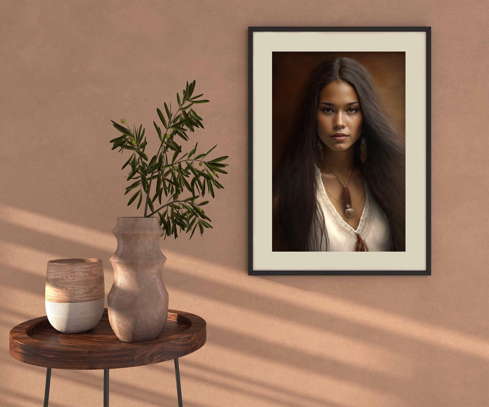 Muskogee Creek Native American Woman | Mixed Race Female | AI Art Print ...