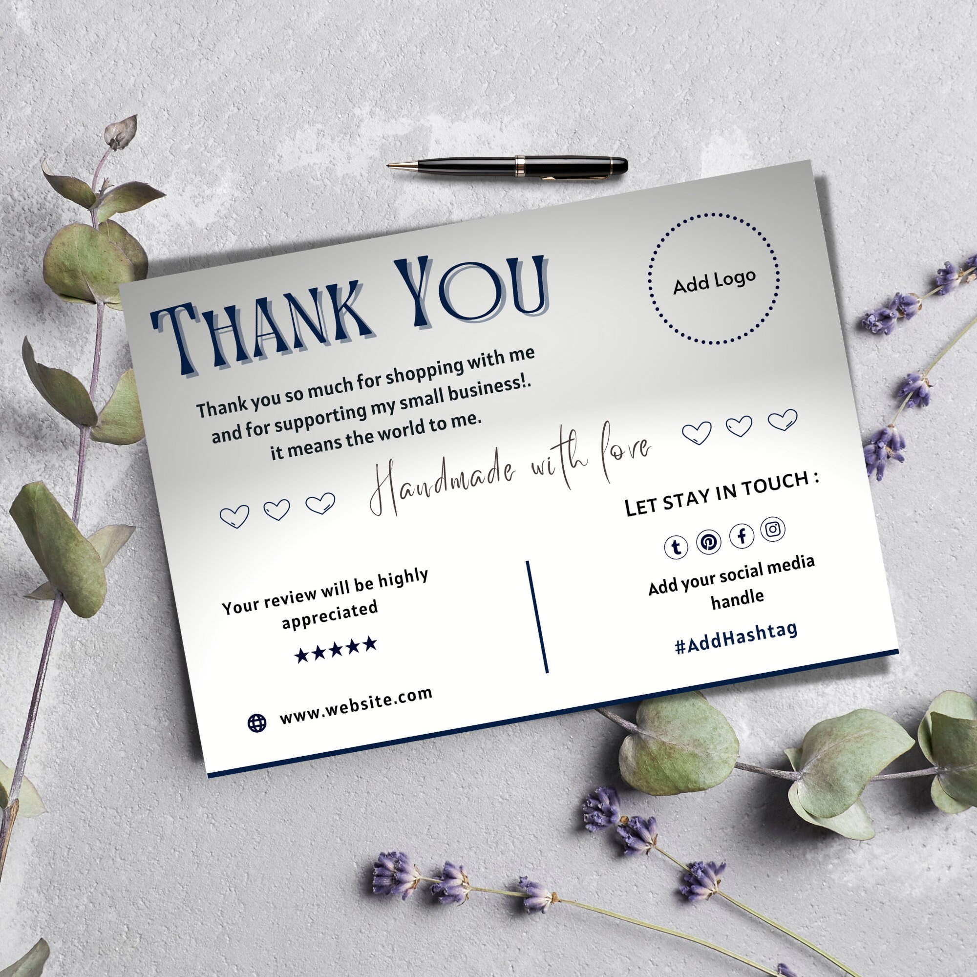 Business Thank You Template White Gray Thank You Card - Etsy