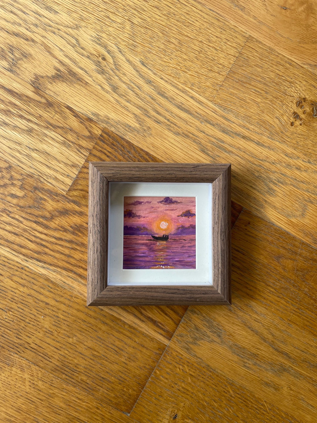 Hand Painted Purple Seascape Framed Artwork Mini Sea Voyage Art ...