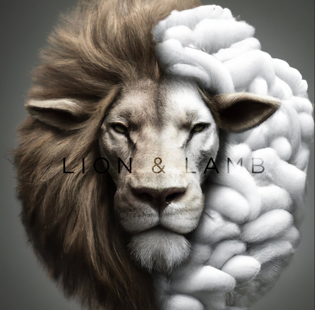 Lion & Lamb Canvas or Poster Print - Etsy