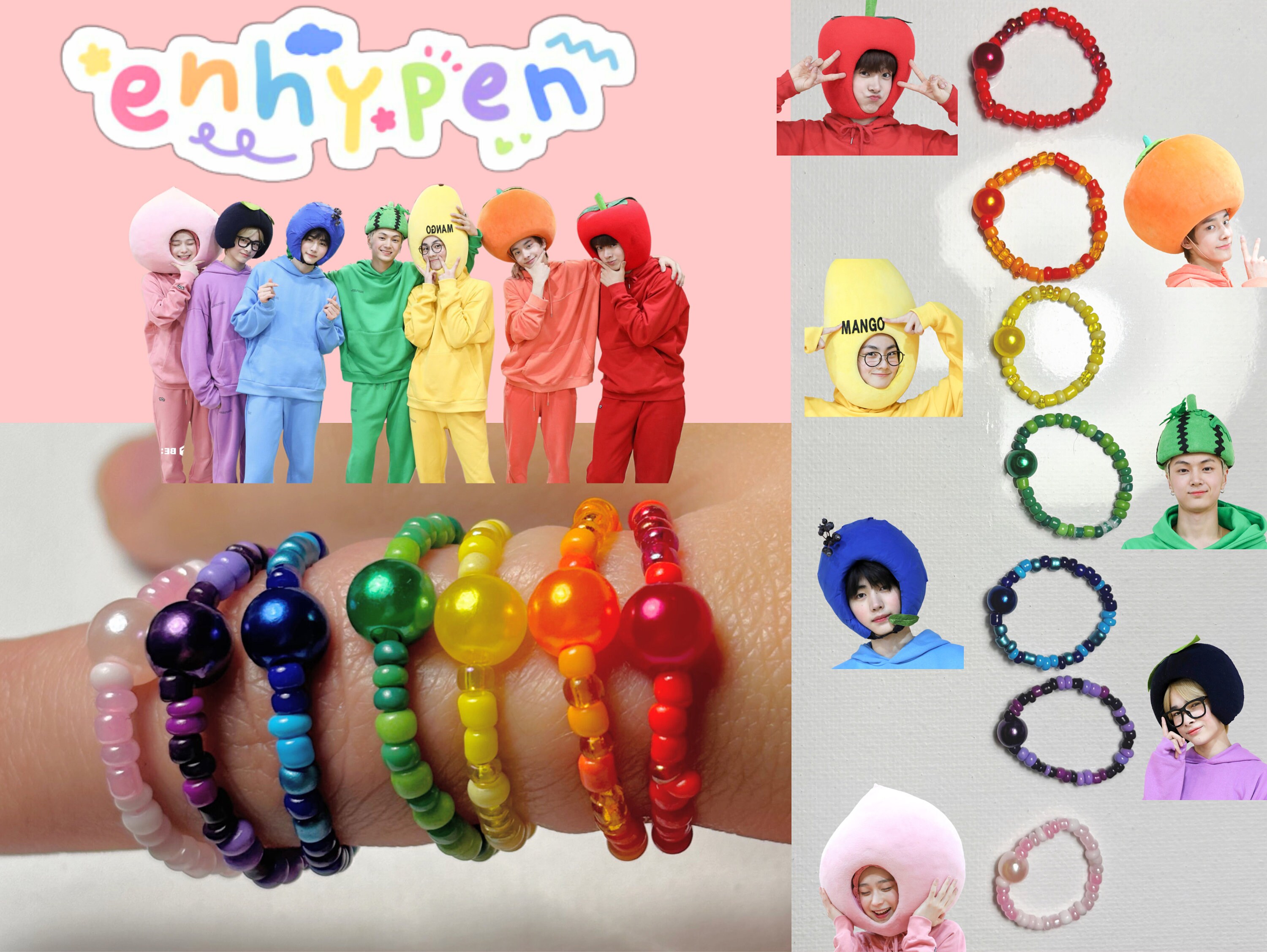 Enhypen Members Dressed in Fruits Inspired Colored Ring Beads - Etsy