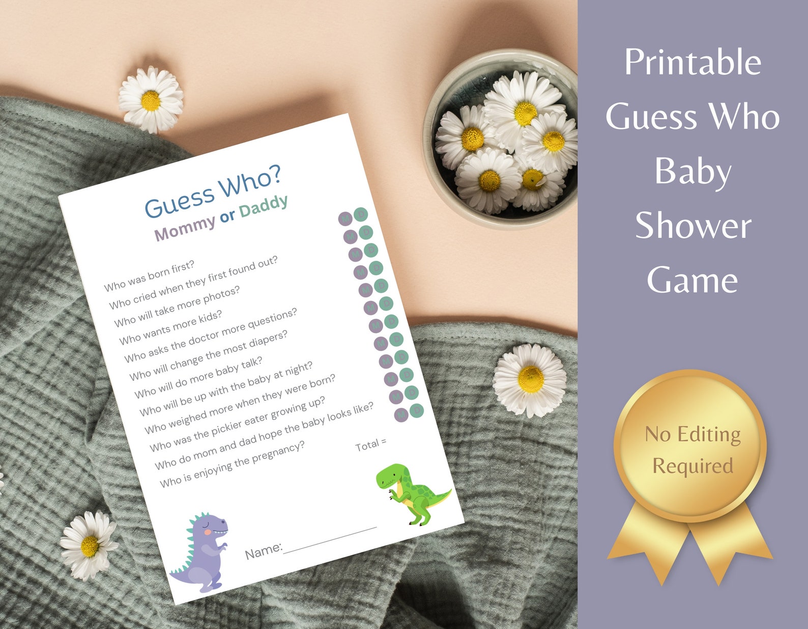 Printable Dinosaur Theme Baby Shower Game guess Who Baby - Etsy