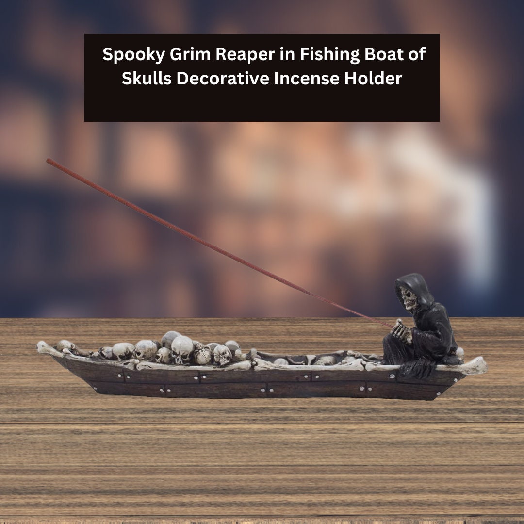 Handmade Grim Reaper in Fishing Boar of Skulls Incense Decor - Etsy