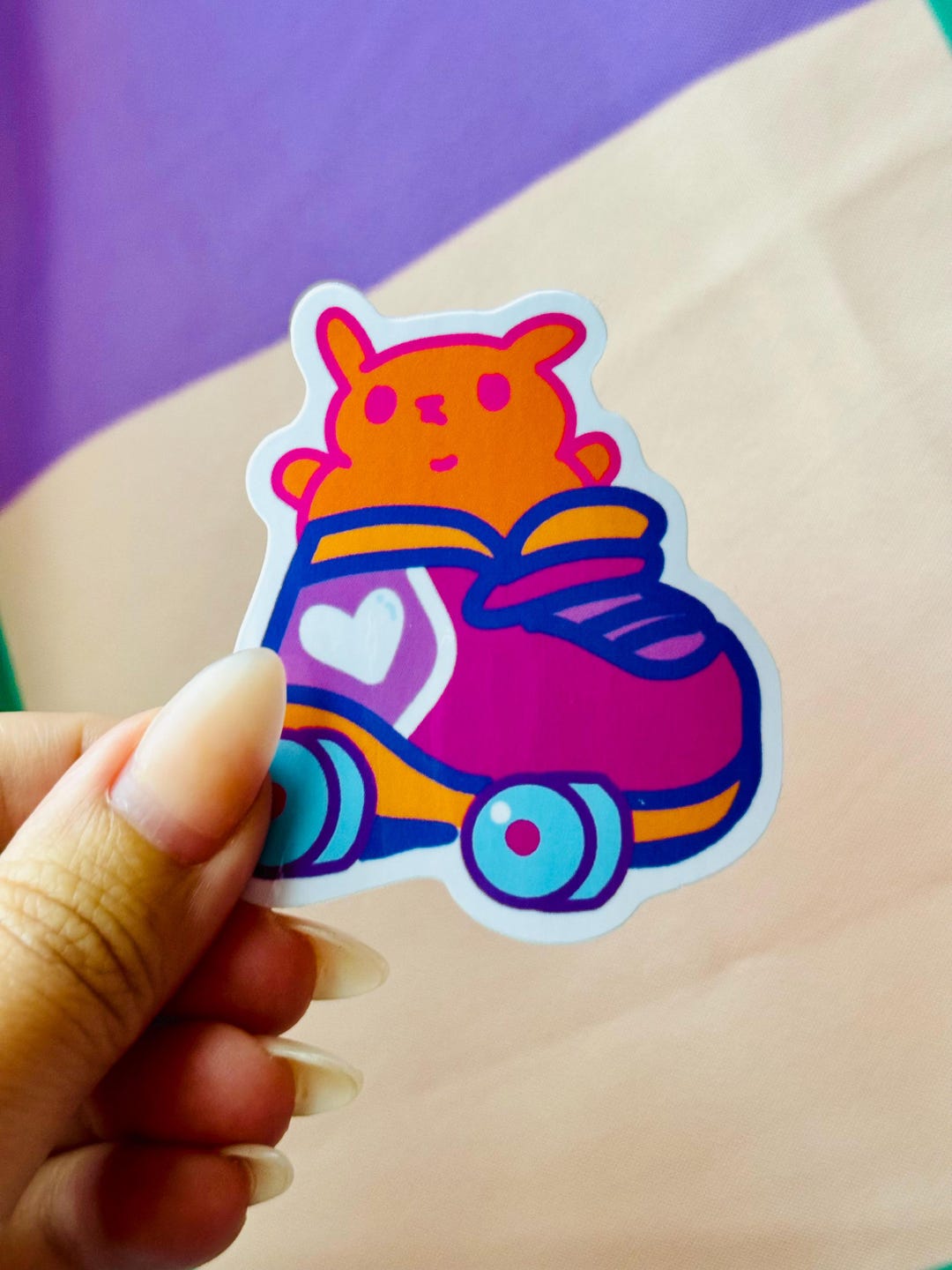 Rabbit Heart Roller Skate Vinyl Sticker - Etsy