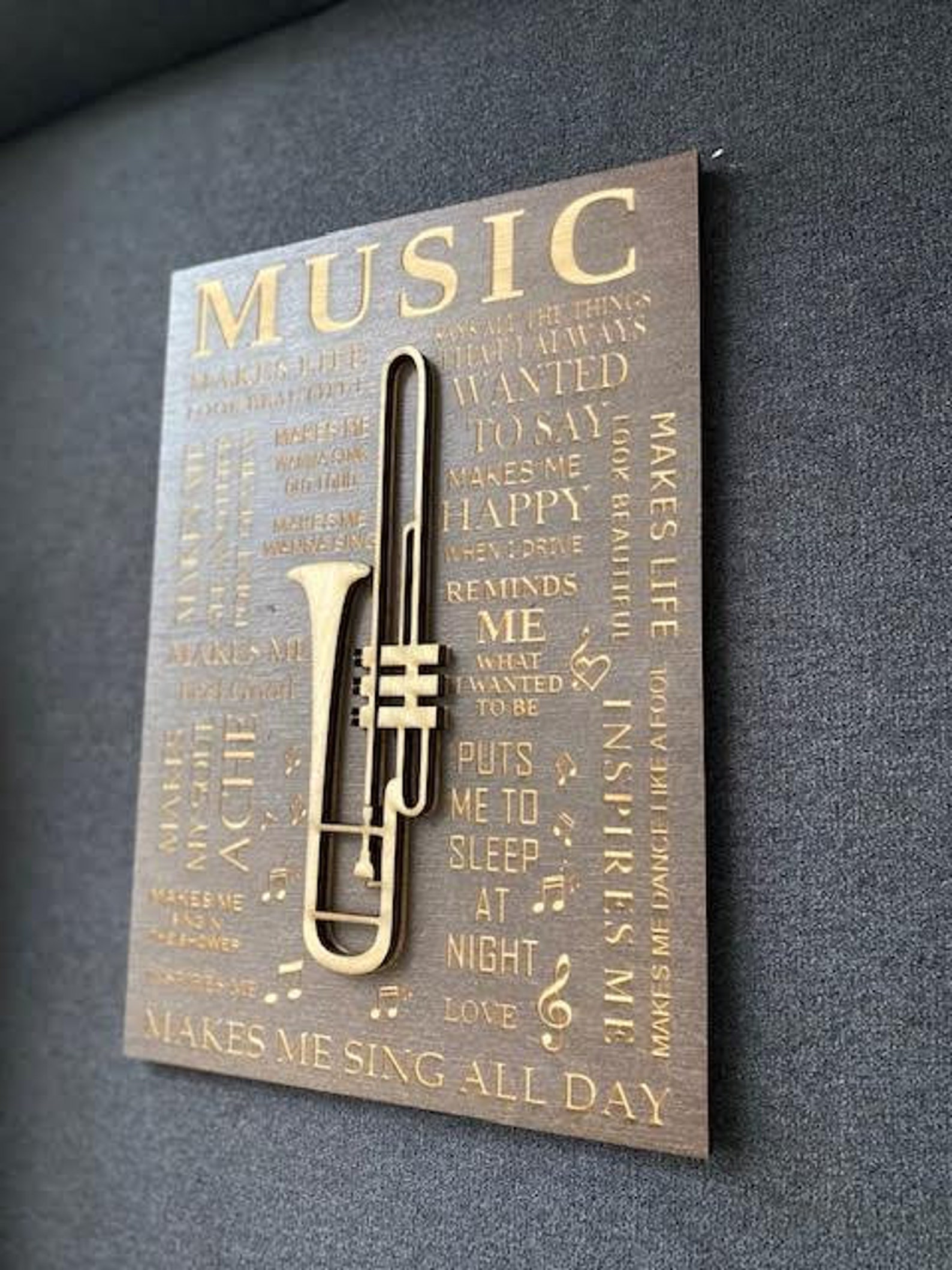 3D Trombone With Musical Sayings - Etsy